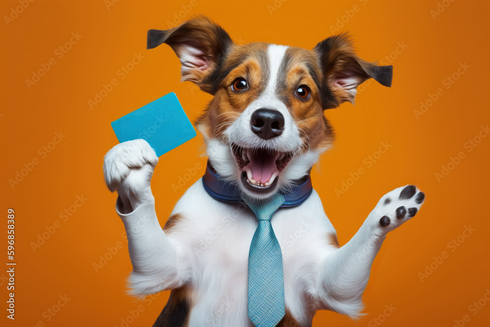 dog in a business suit holding a credit card, created with Generative ...