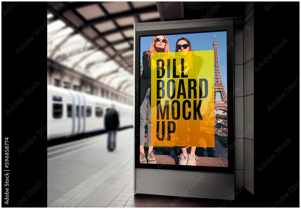 Train Station Billboard Mockup Stock Template | Adobe Stock