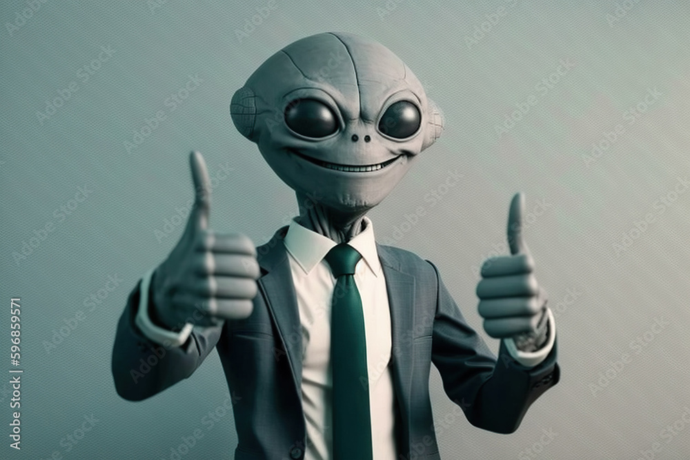 happy alien in a business suit thumb up, created with Generative AI ...