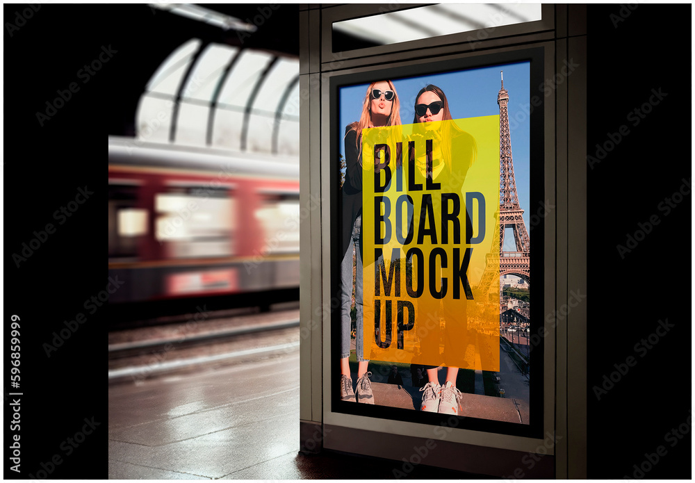 Train Station Billboard Mockup Stock Template | Adobe Stock Train Station Billboard Mockup Stock Template | Adobe Stock