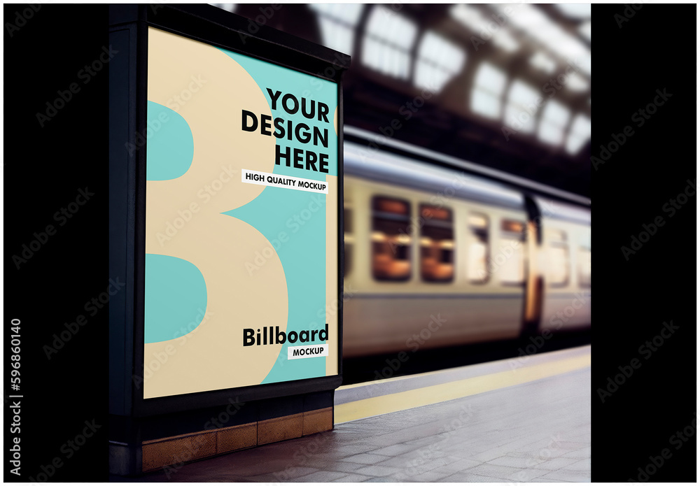 Train Station Billboard Mockup Stock Template | Adobe Stock Train Station Billboard Mockup Stock Template | Adobe Stock