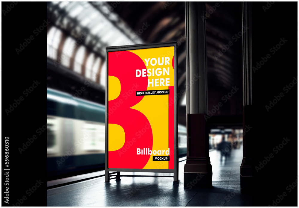 Train Station Billboard Mockup Stock Template | Adobe Stock Train Station Billboard Mockup Stock Template | Adobe Stock