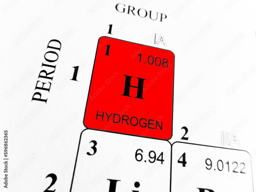 Hydrogen on the periodic table of the elements Stock Photo | Adobe Stock