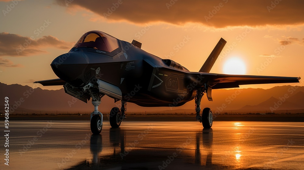 F-35 Lightning II fighter jet on the airfield Stock Illustration ...