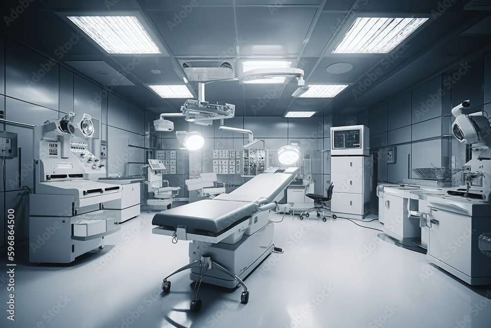 A modern operating room in a hospital, equipped with advanced medical ...