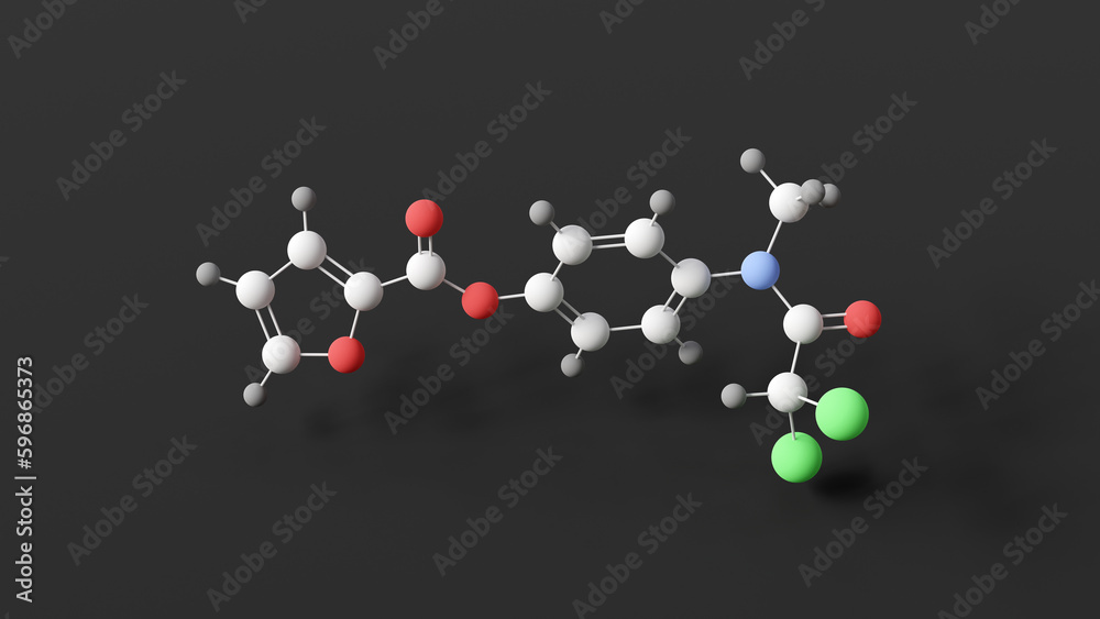 diloxanide molecule, molecular structure, furamide, ball and stick 3d ...