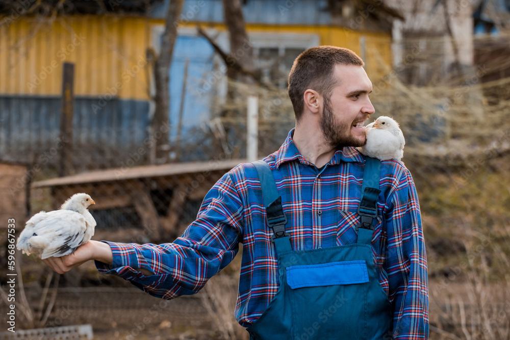 Fotografia do Stock: Funny joker farmer of Caucasian appearance man ...