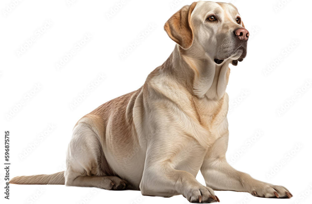 White Labrador Retriever Lying Down on Transparent Background, AI ...