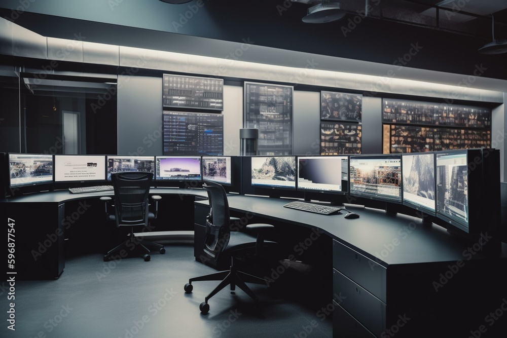 Office exhibits a contemporary feel with monitoring area and ultra-thin ...