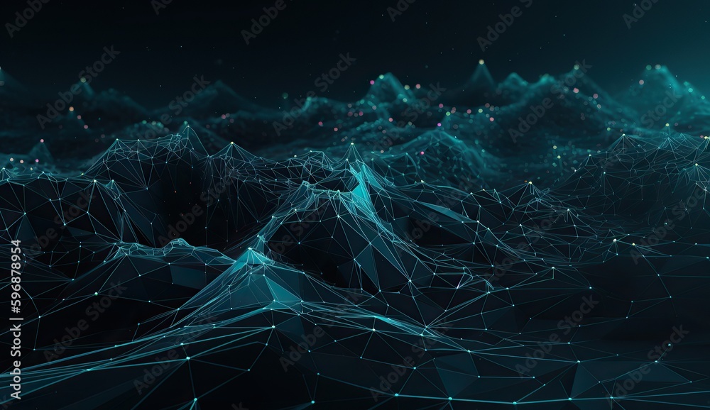 Internet network technology background with blue digital waves data ...