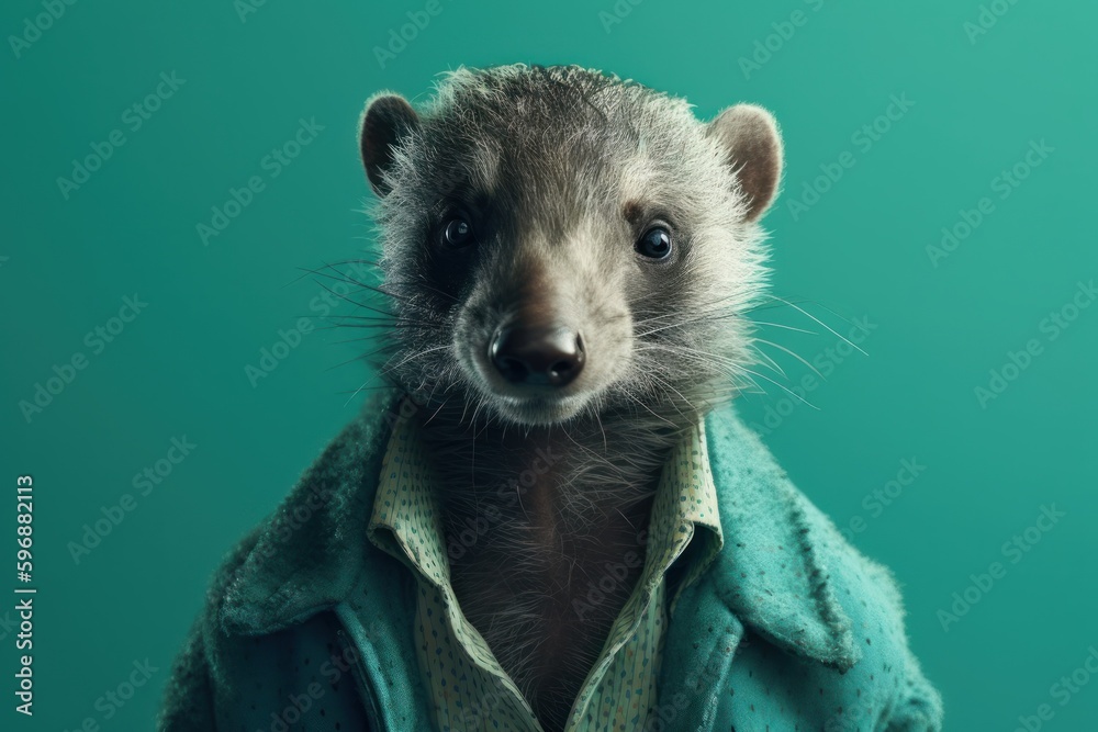 Anthropomorphic honey badger dressed in human clothing. Humanized ...