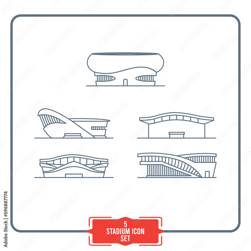 Set of stadium icons Front view outline style Vector Stock Vector ...