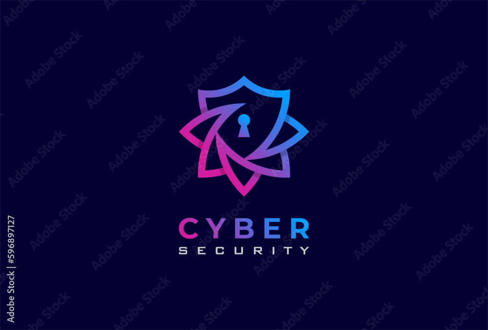 Cyber Security Logo, abstract shield and keyhole combination, usable ...