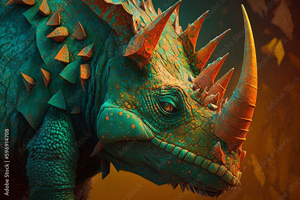 Generative AI,a colorful triceratops. Stock Illustration | Adobe Stock