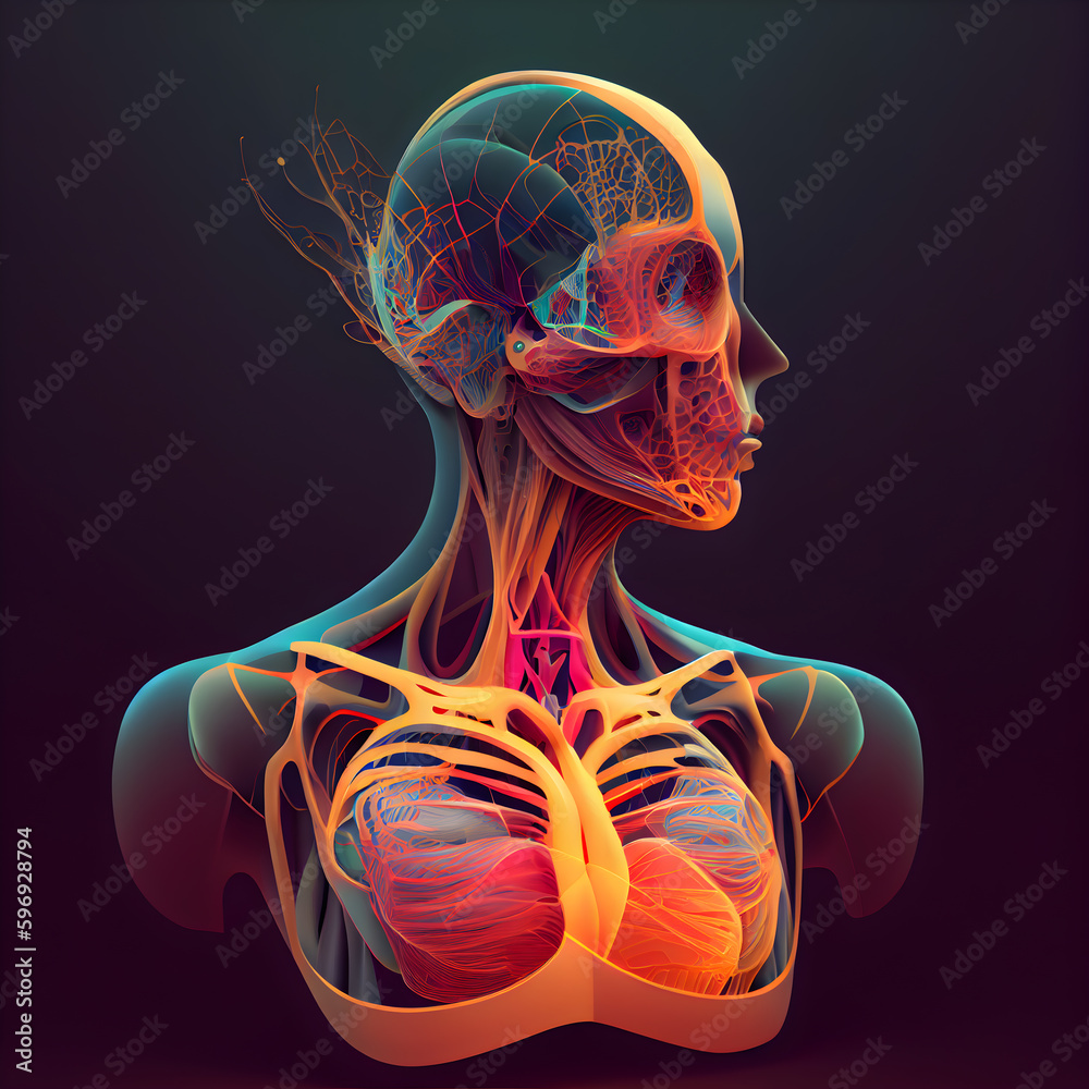 Human Body Anatomy. 3D Human Body with Nerve and Lungs. Illustration ...