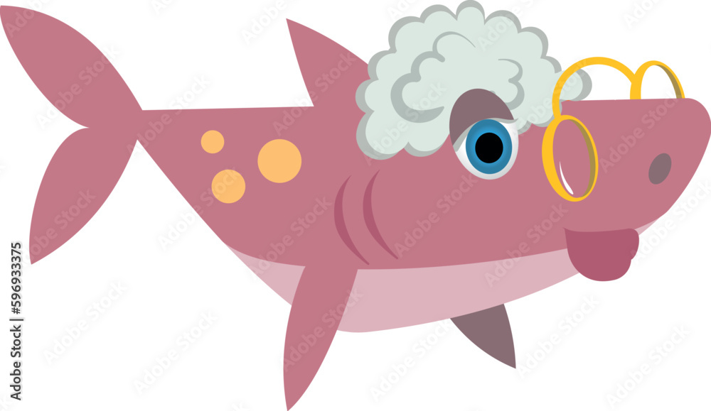 cartoon cute vector grandmother shark Stock Vector | Adobe Stock