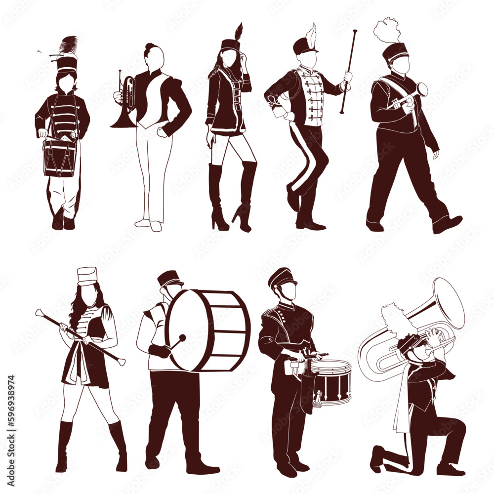 marching band silhouette for various purposes Stock Vector | Adobe Stock