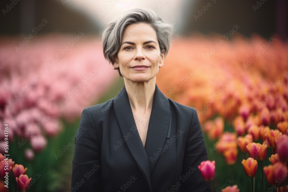 Environmental portrait photography of a pleased woman in her 40s ...
