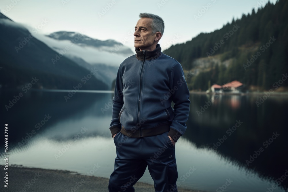 Full-length portrait photography of a satisfied man in his 50s wearing ...