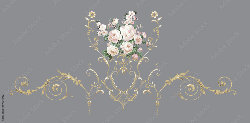 Decorative elegant luxury design.Vintage elements in baroque, rococo ...