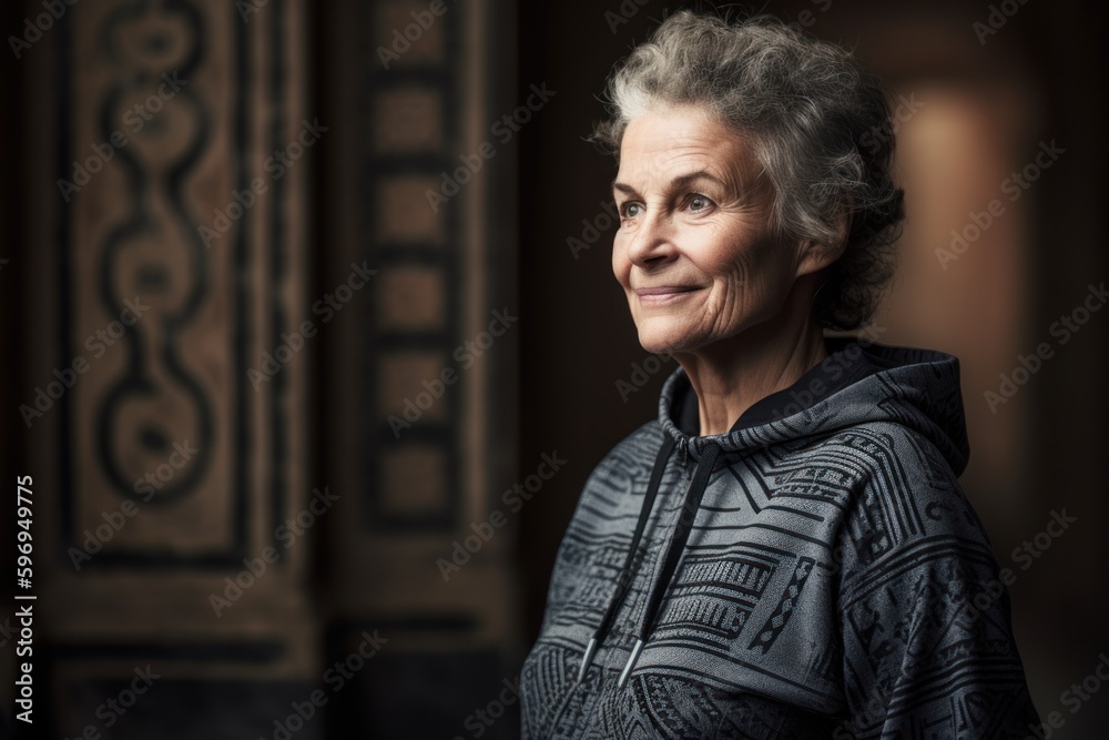 Portrait of a beautiful senior woman at home. Beauty, fashion. Stock ...