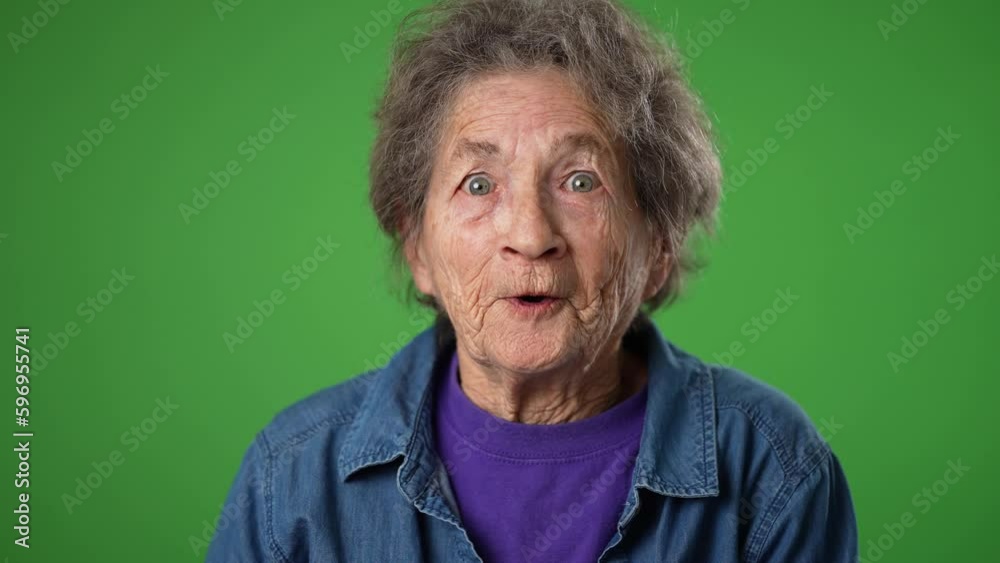 Vidéo Stock Slow motion closeup portrait of excited, surprised saying ...