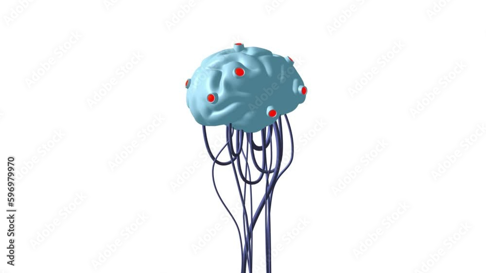 Cyber brain wired neural network. Robotic eternal organ. Cyborg robot ...