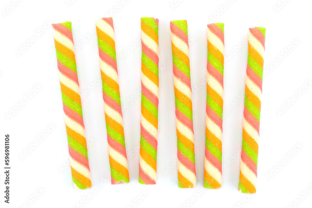 Wafer stick roll isolated on white background. colorful wafer stick ...