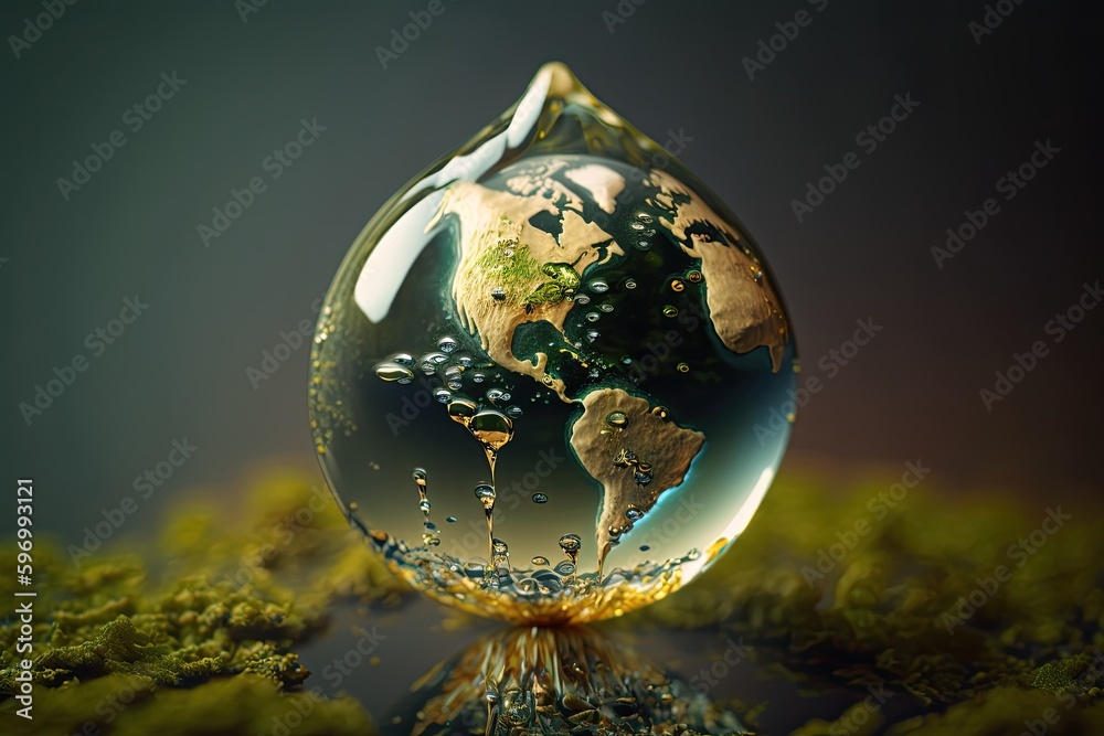 Earth Day. Planet mother earth globe. World in a droplet of water ...