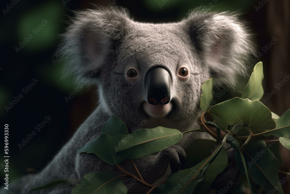 Adorable digital art of a playful koala, realistically detailed and ...
