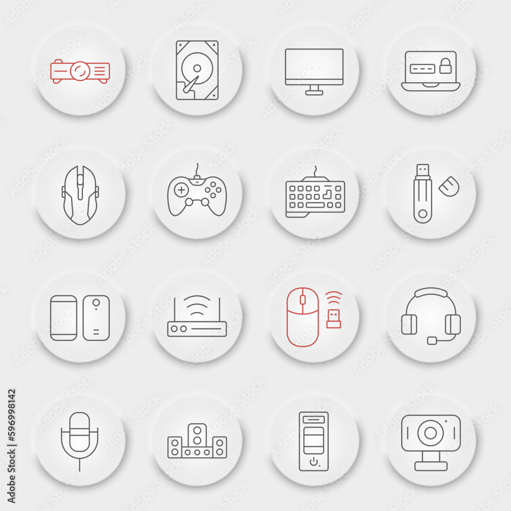 Devices line icon set, technology symbols collection, vector sketches ...