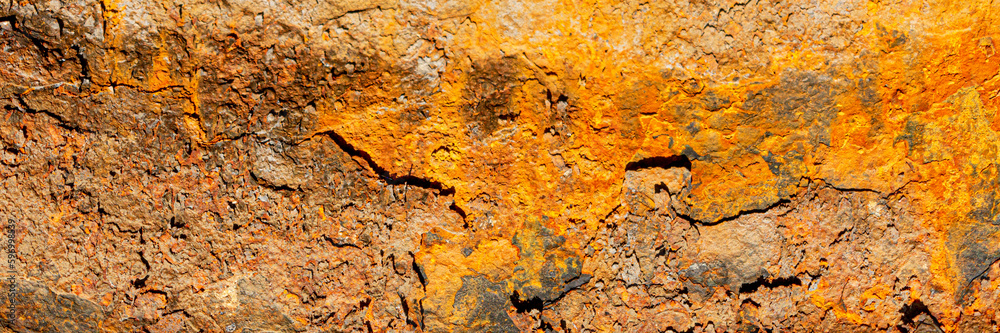 Rust of metals.Corrosive Rust on old iron with a hole. Rusted orange ...
