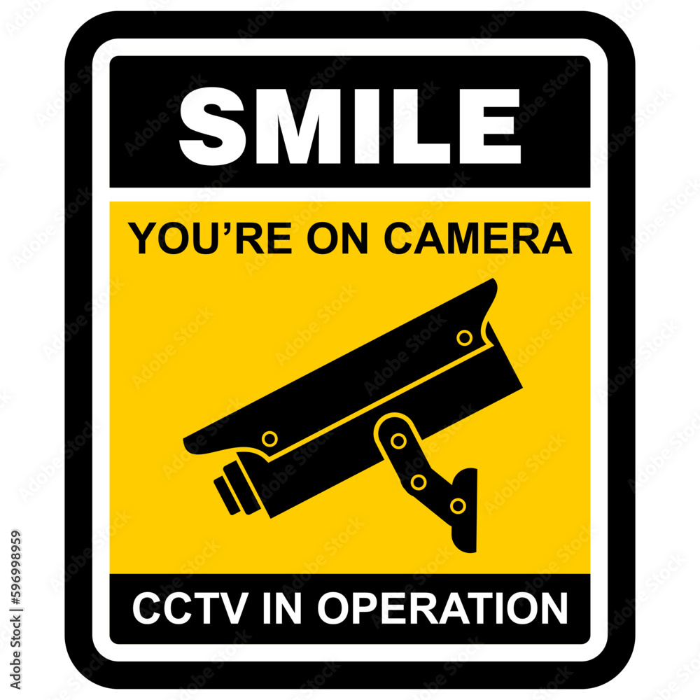 Smile, cctv in operation, sign vector Stock Vector | Adobe Stock