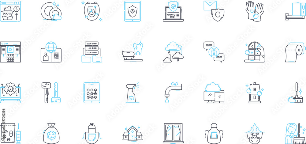 Vetor de Shielding linear icons set. Protection , Armor , Screen ... Vetor de Shielding linear icons set. Protection , Armor , Screen ...