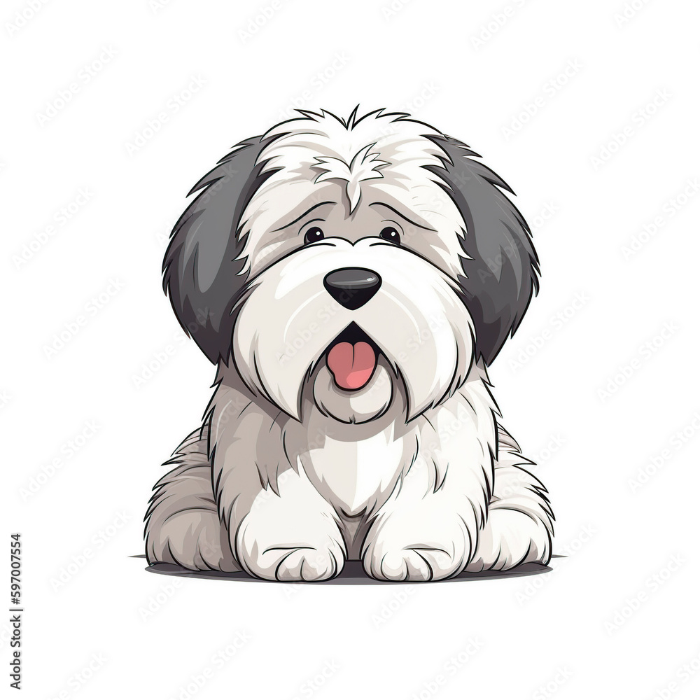 cartoon charactor of cute fluffy old english sheepdog Stock ...