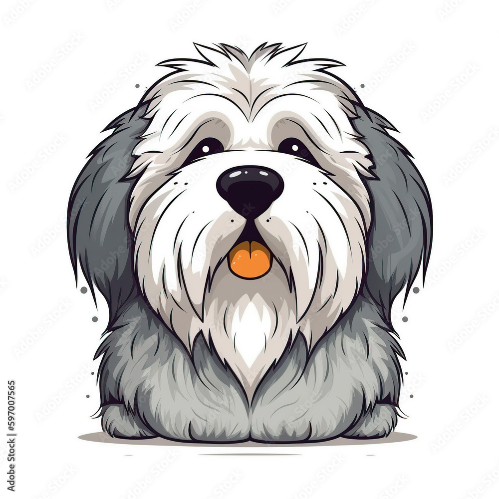 cartoon charactor of cute fluffy old english sheepdog Stock ...