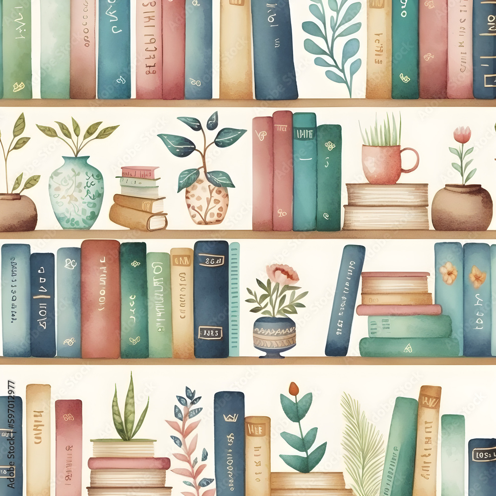 seamless pattern, flat wallpaper, small duplicate designs of a book ...