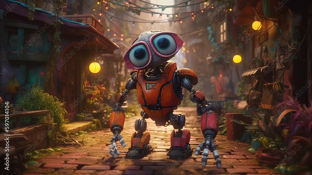 Animated cute robot, great design for any purposes. Cartoon realistic ...