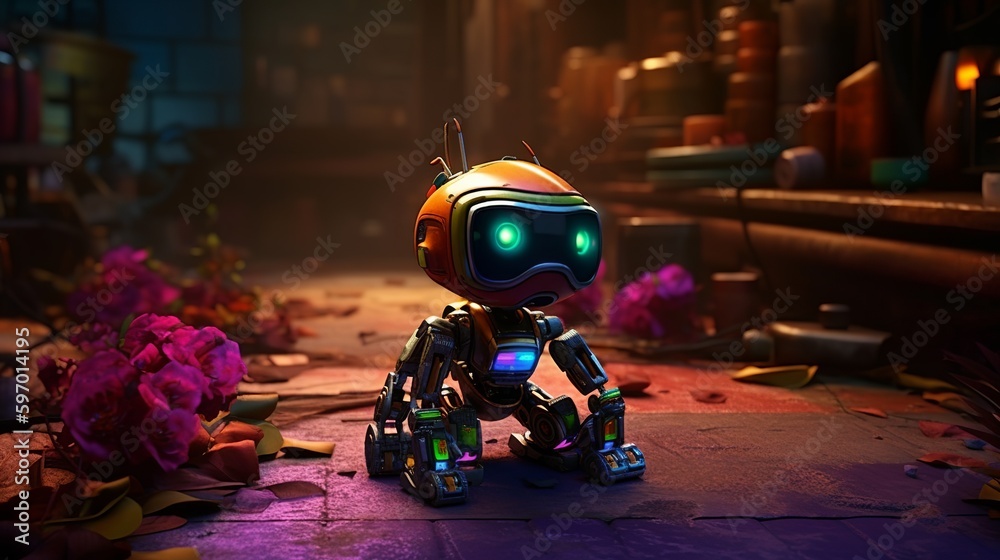 Animated cute robot, great design for any purposes. Cartoon realistic ...