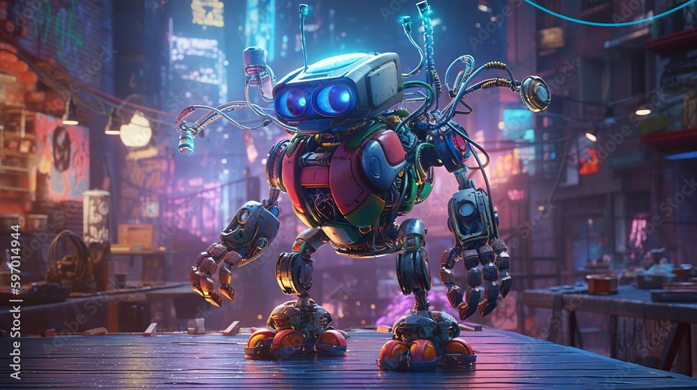 Animated cute robot, great design for any purposes. Cartoon realistic ...