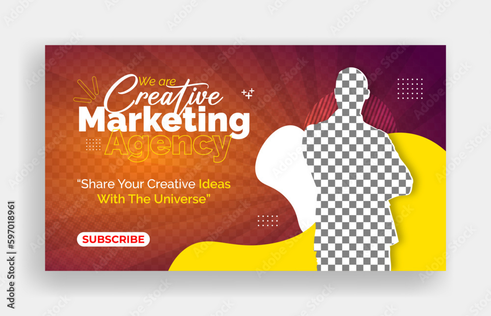 Youtube video thumbnail or web banner template for business video and ...