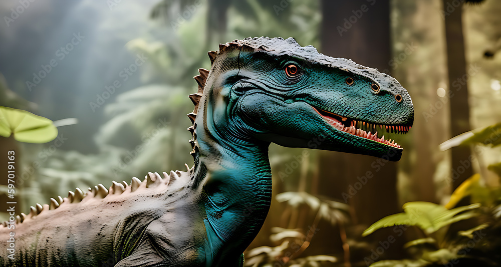 Photorealistic dinosaur creature in a natural environment 66 million ...