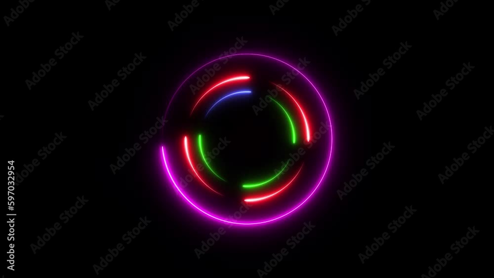 Neon lights abstract motion animated background.Neon lights looped ...