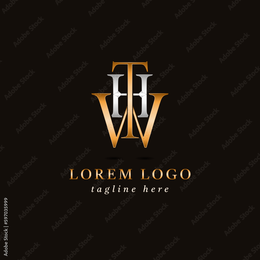 gold and silver monogram logo thw letter Stock Vector | Adobe Stock