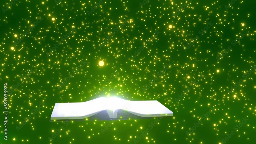 Colorful open book page flipping animation. Spell book turning page and ...