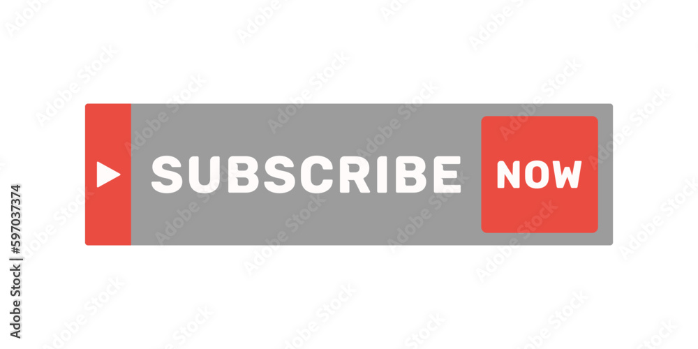 Modern Subscribe Now button in red, white, and gray colors ...