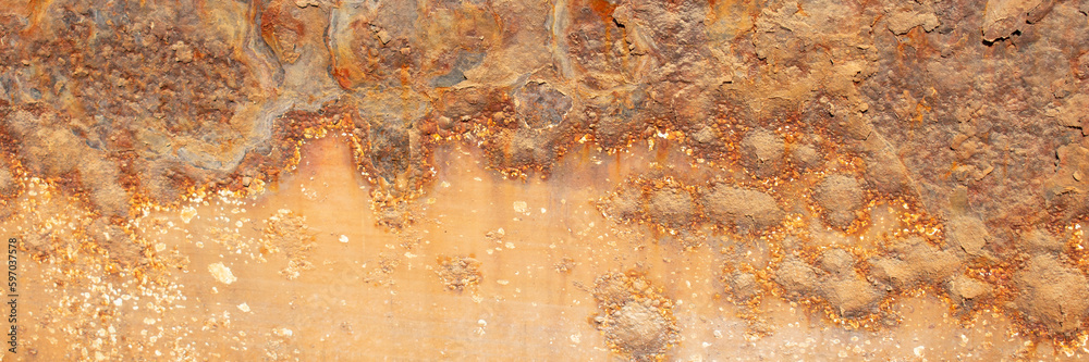 Rust of metals.Corrosive Rust on old iron with a hole. Rusted orange ...