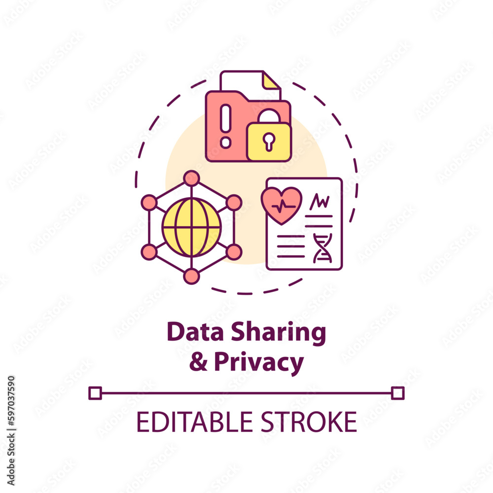 Data sharing and privacy concept icon. Patient information security ...