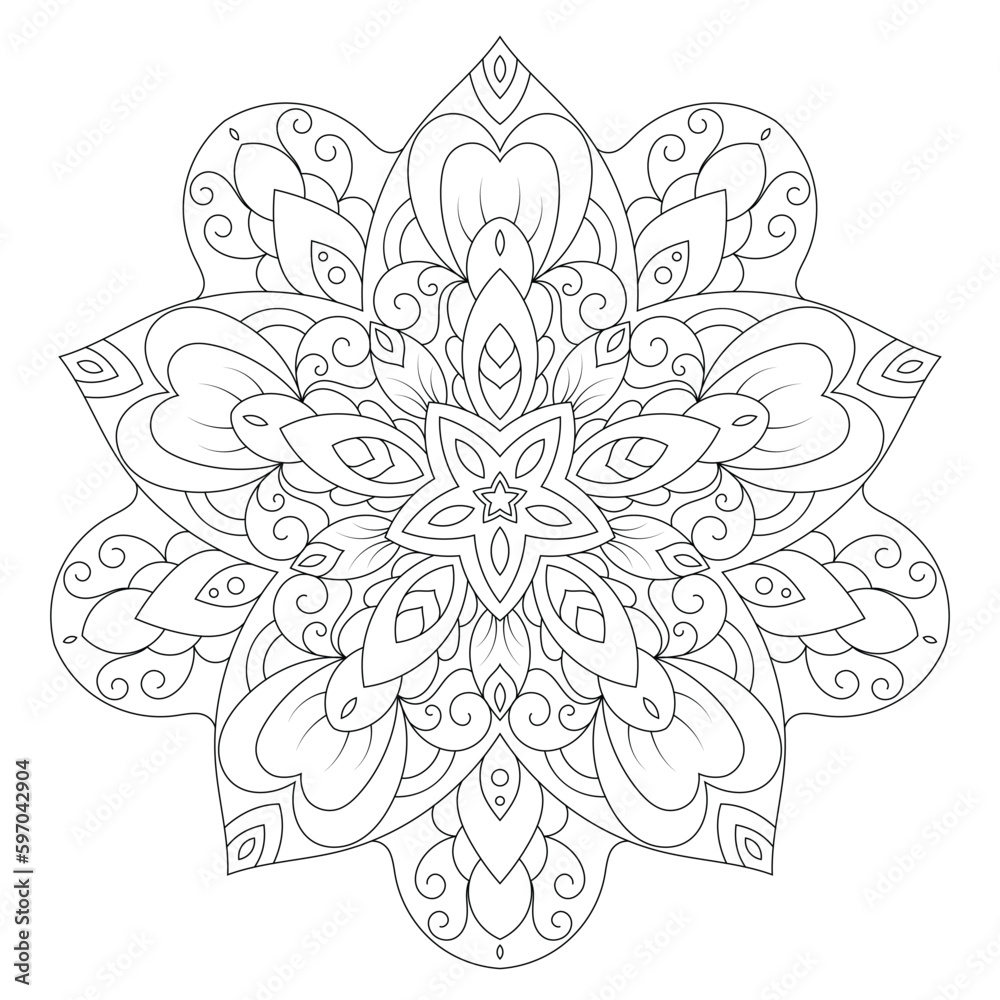Mandala. Zentangle inspired zen doodle illustration with tribal boho ...