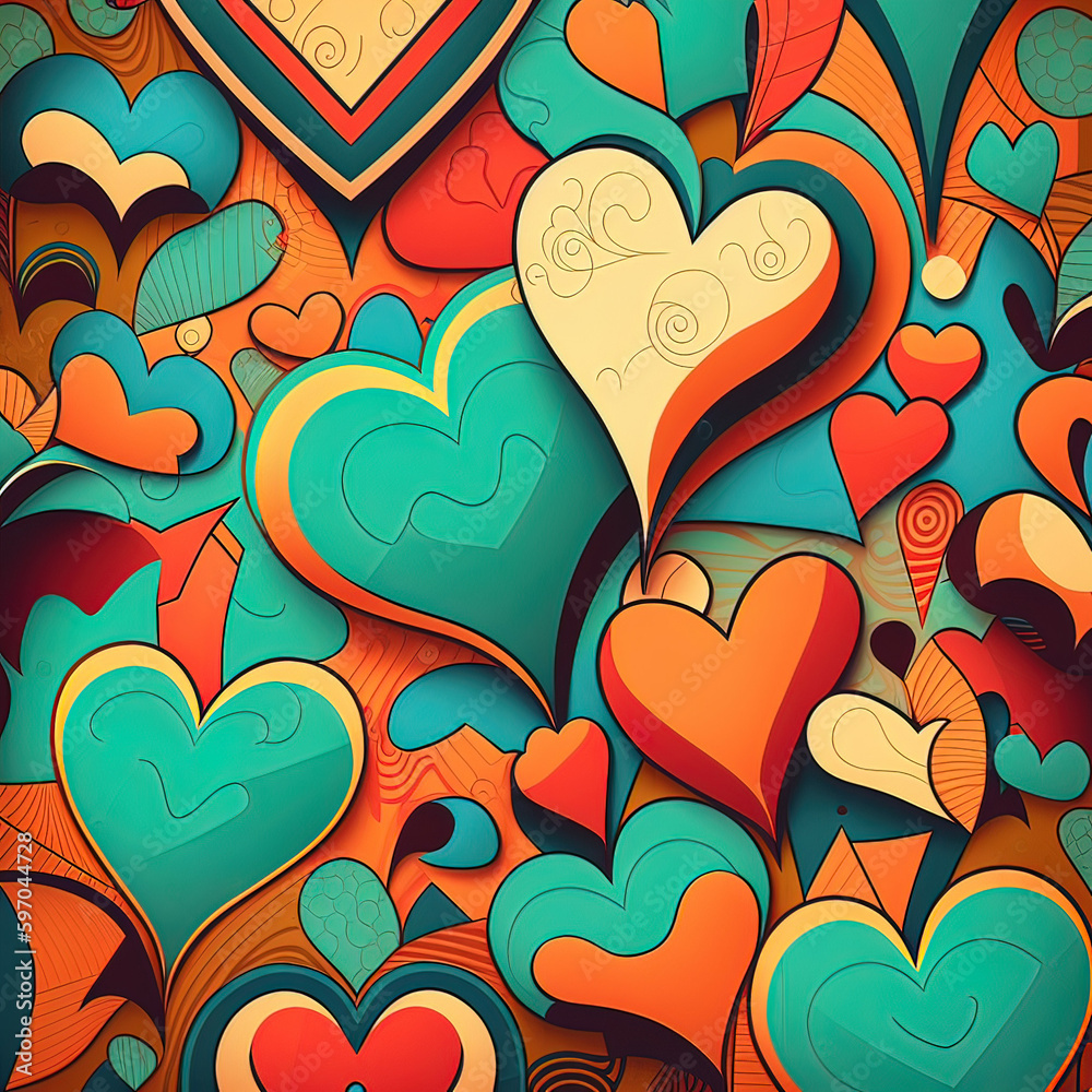 Cartoon Style Heart Pattern Stock Illustration | Adobe Stock